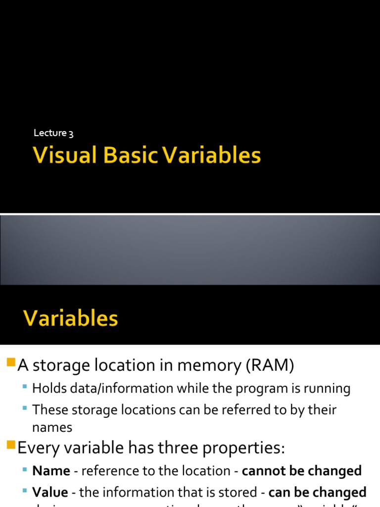 PDIM 104 Lecture03 - Variables | PDF | Data Type | Variable (Computer Science)