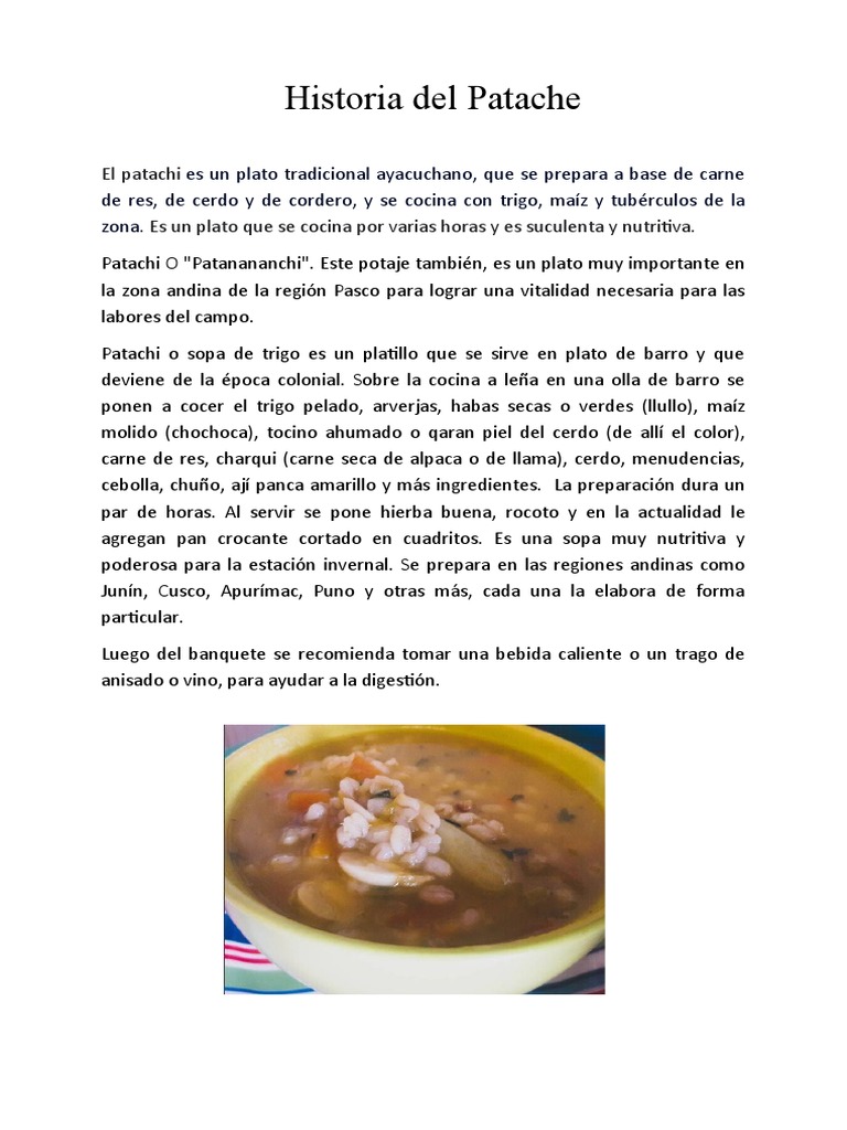 Historia Del Patache | PDF | Alimentos | Cocina