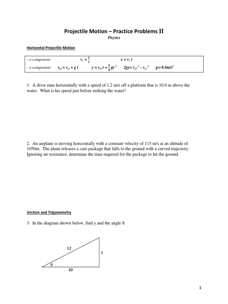 Projectile Motion Practice2 | PDF | Mechanics | Applied And Interdisciplinary Physics