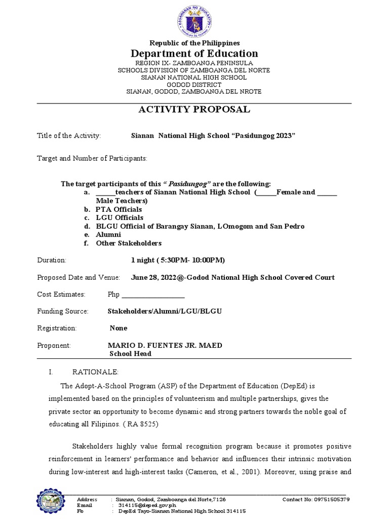 Sianan NHS Pasidungog 2023 Event | PDF | Learning