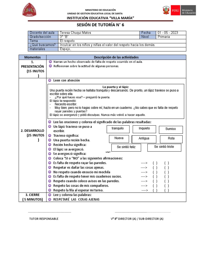 Sesión de Tutoría N ° 7 | PDF