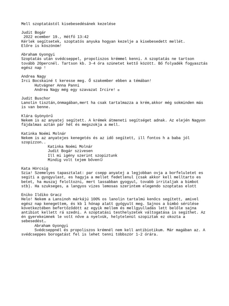 Mell Szoptatástól Kisebesedésánek Kezelése | PDF