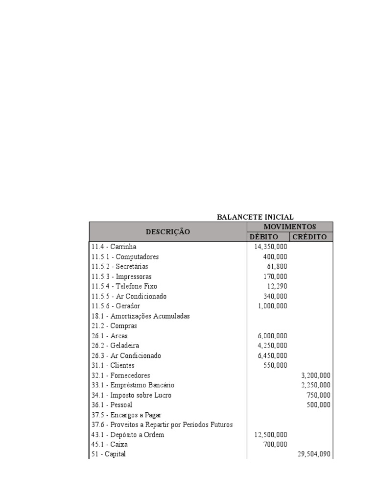 Balancete e Balanço Inicial 2021 | PDF | Capital próprio (finanças ...