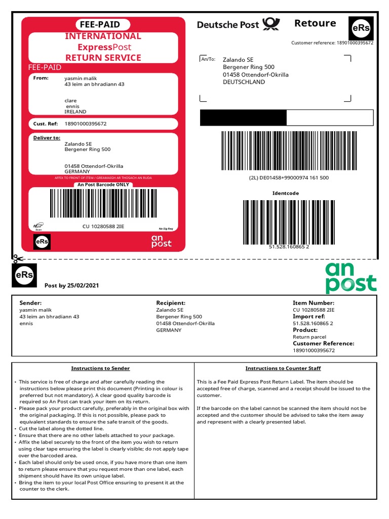 Your Return Label | PDF | Barcode | Service Industries