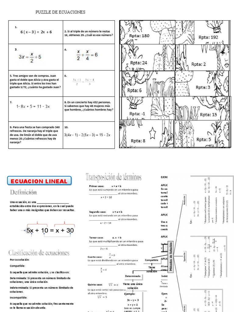 Puzzle Ecuaciones | PDF | Matemáticas | Objetos matemáticos