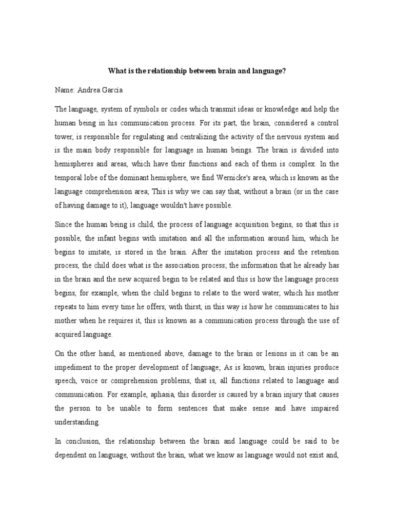 What Is The Relationship Between Brain and Language | PDF