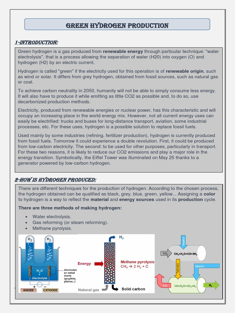 Green Hydrogen | PDF | Hydrogen | Gasification