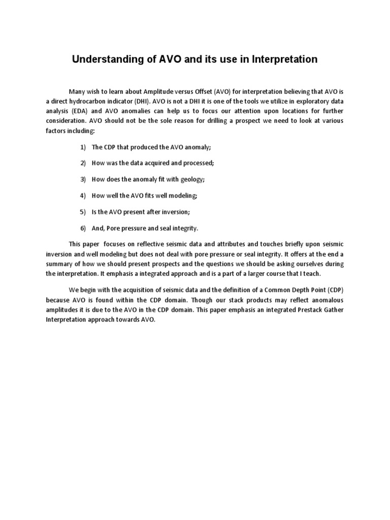 Understanding of AVO and Its Use in Interpretation | PDF | Reflection ...