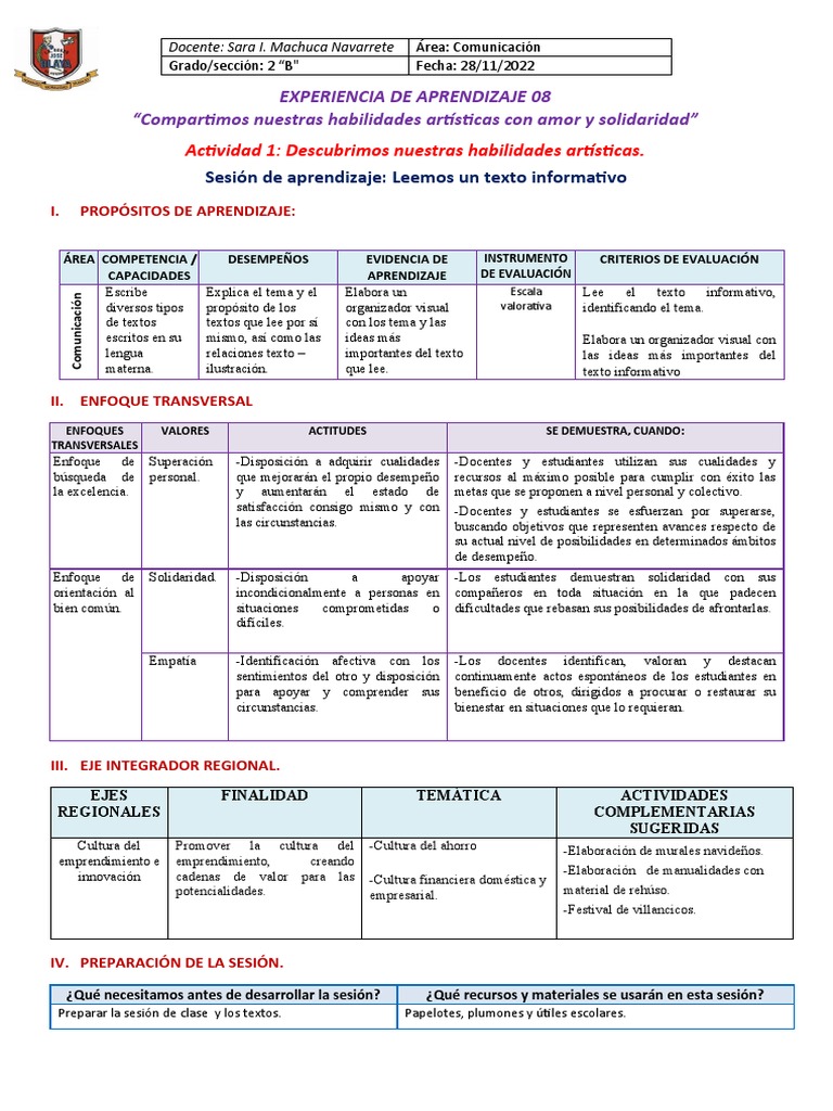 Texto Informativo sobre Habilidades Artísticas | PDF | Evaluación ...