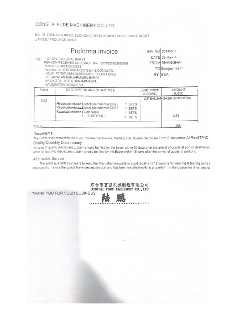 Invoice Hammer Diesel CV. DTK | PDF