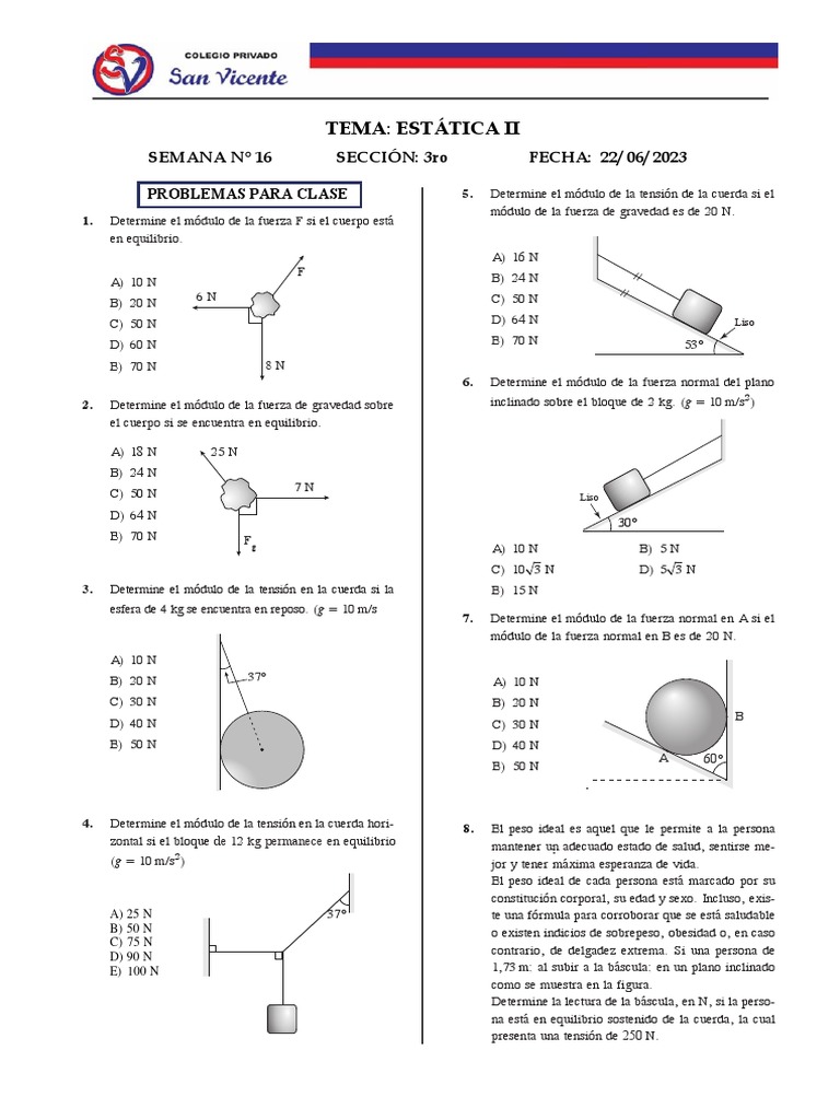 Sem 16 - Estatica II | PDF | Mecanica clasica | Mecánica