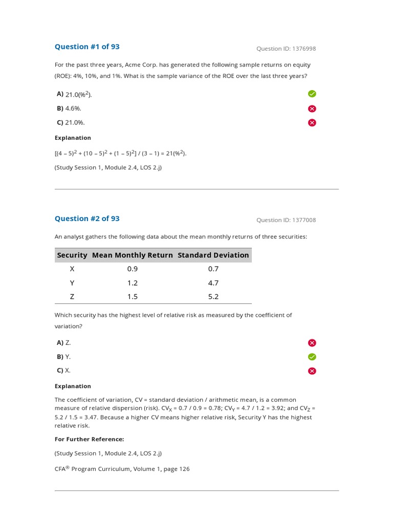 Cfa I | PDF | Mean | Statistical Analysis