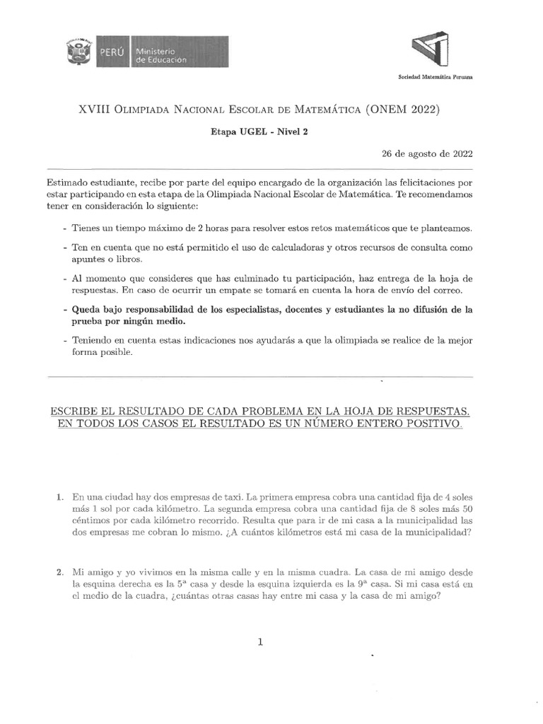 Onem 2022-Nivel 2 | PDF