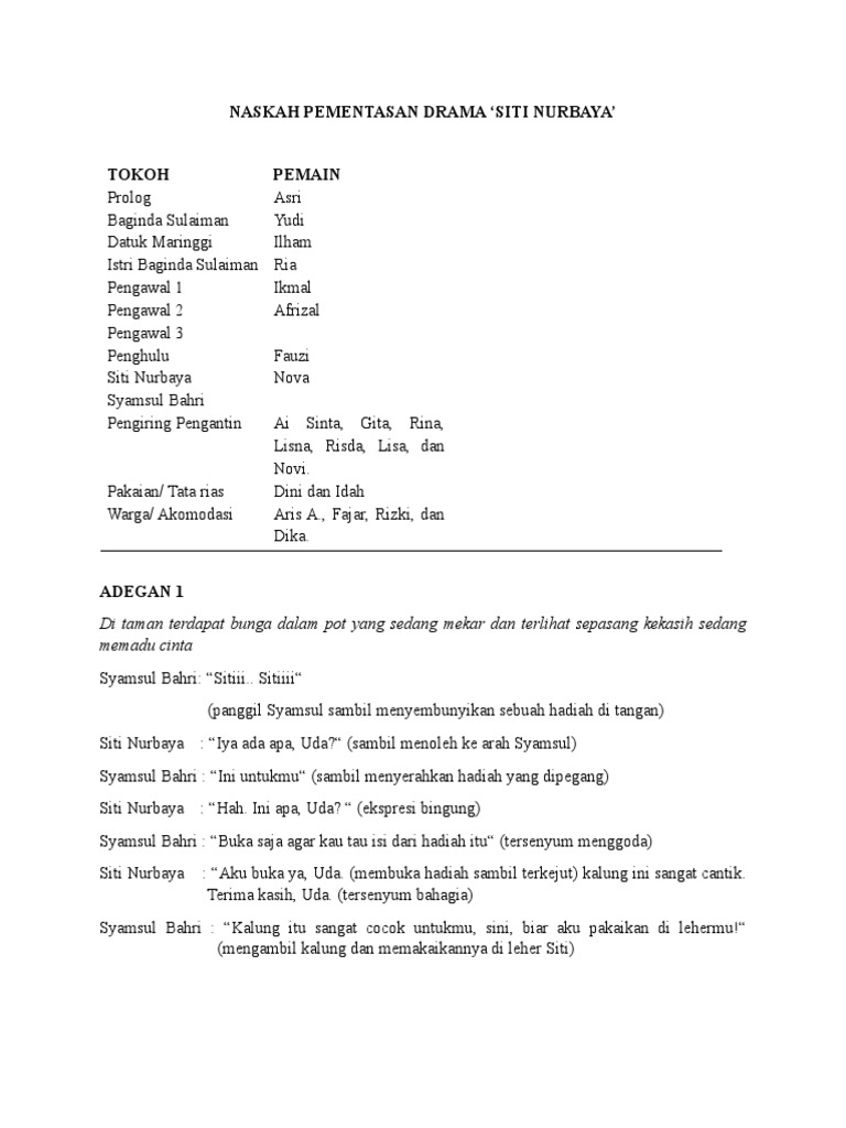 (Revisi) Naskah Drama Siti Nurbaya Xi Ips-2 | PDF | Griya & Taman