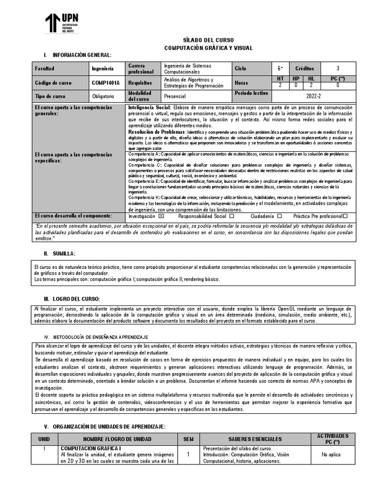 Silabus Computacion Grafica y Visual | Descargar gratis PDF ... Silabus Computacion Grafica y Visual | Descargar gratis PDF ...