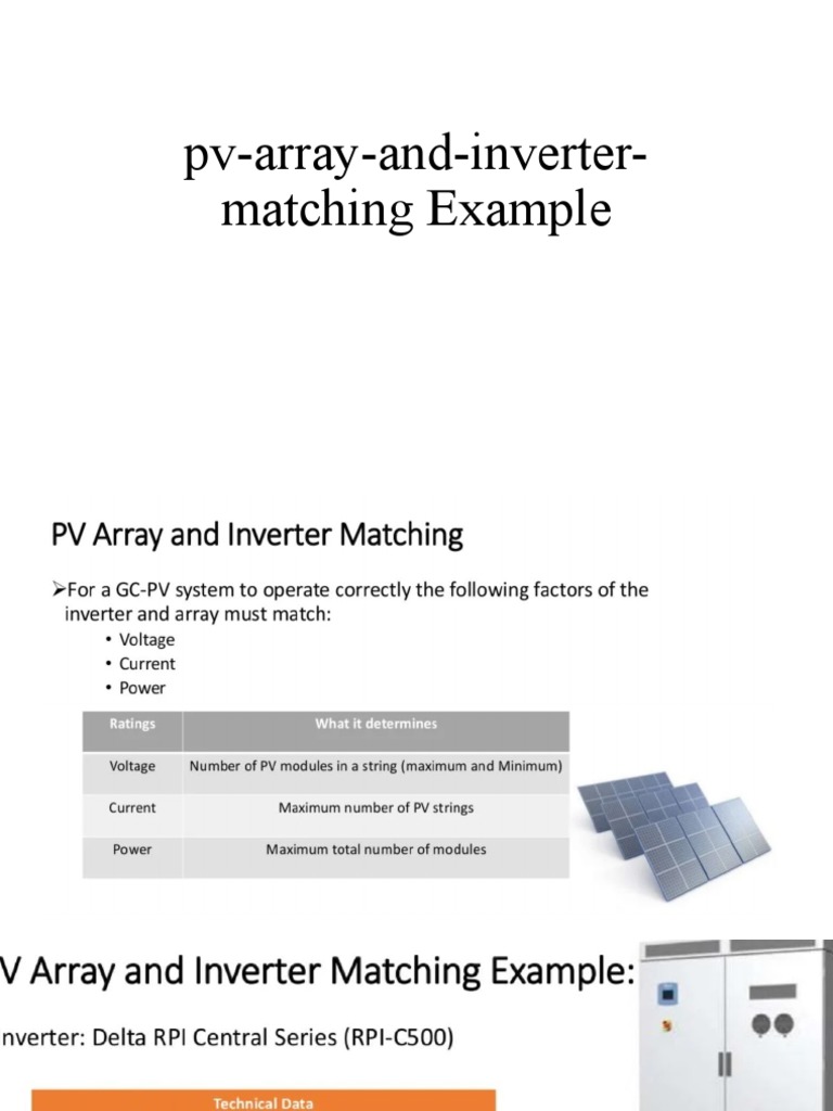 PV Array and Inverter Matching Example | PDF