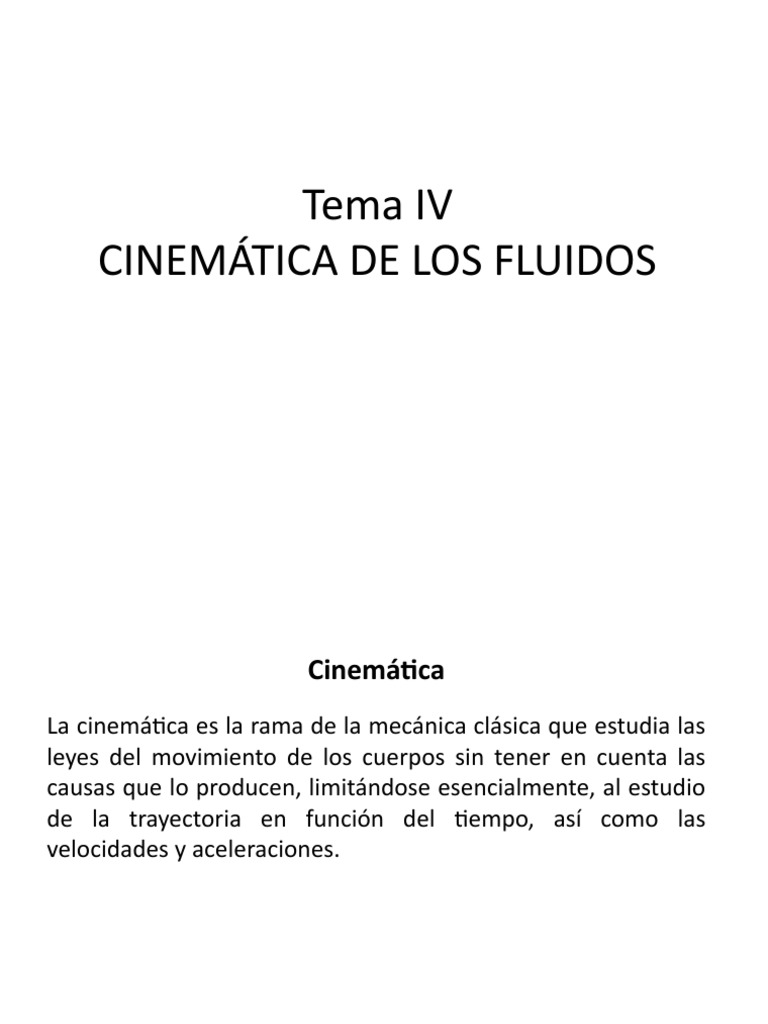 Tema IV Cinematica de Los Fluidos (Ver 1-2017) | PDF | Vector Euclidiano | Cinemática