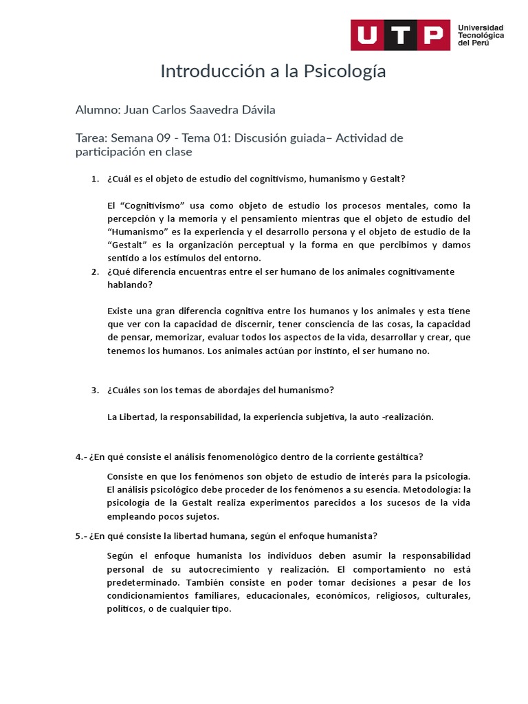 Semana 09 Tema 01 Discusión Guiada Actividad de Participación en Clase ...