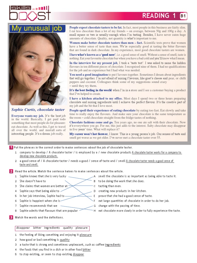 Reading b1 1 | PDF | Taste | Chocolate