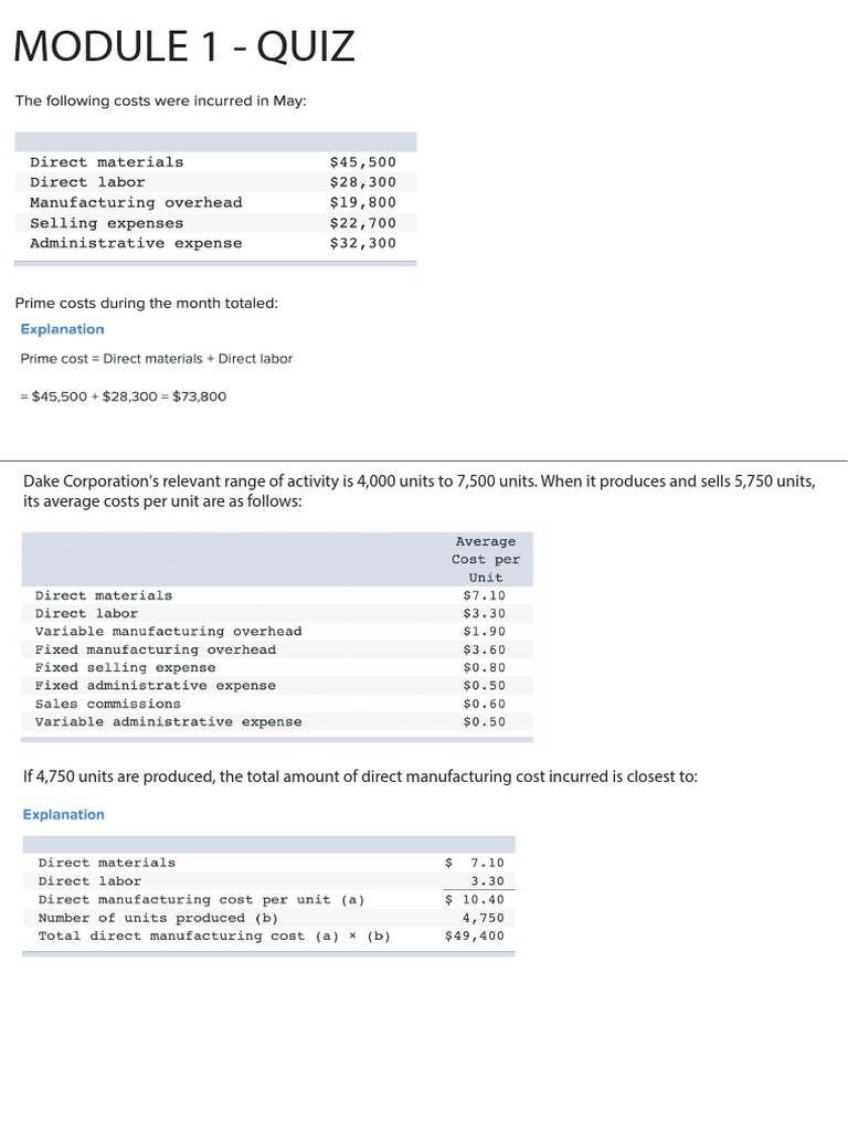 Cost Analysis and Decision Making Quiz | PDF | Opportunity Cost | Expense