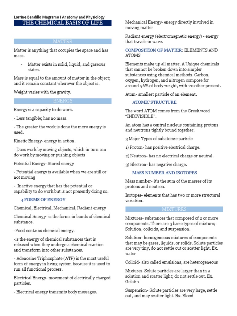 C2-Chemical Basis of Life | PDF | Chemical Bond | Chemistry