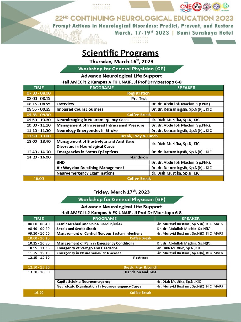 Susunan Acara CNE 2023 | PDF | Migraine | Neurology