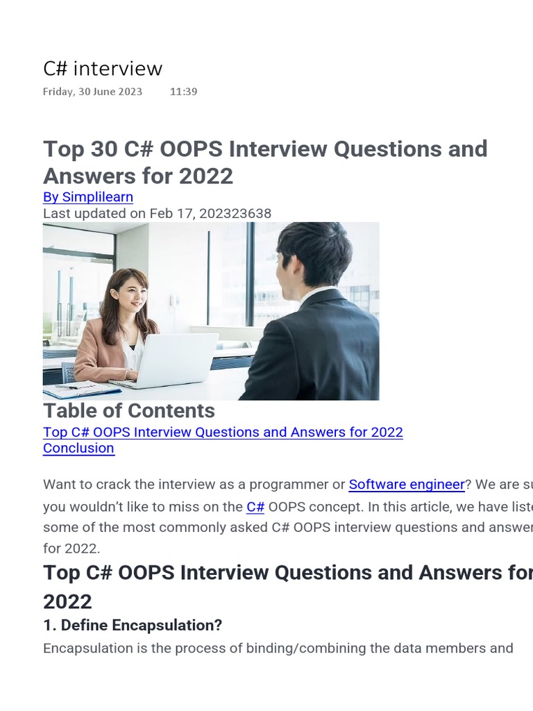 C Sharp Interview | Download Free PDF | C Sharp (Programming Language ... C Sharp Interview | Download Free PDF | C Sharp (Programming Language ...