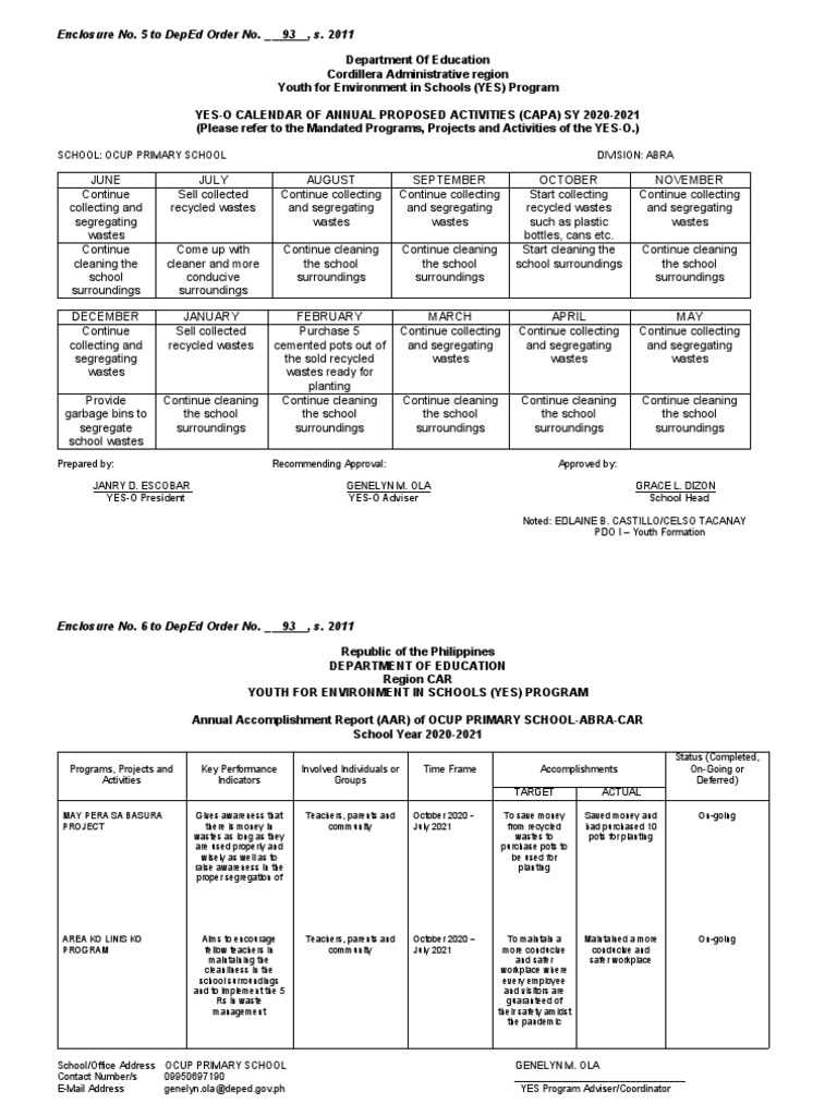Yes-O Action Plan | PDF | Pollution | Environmental Issues