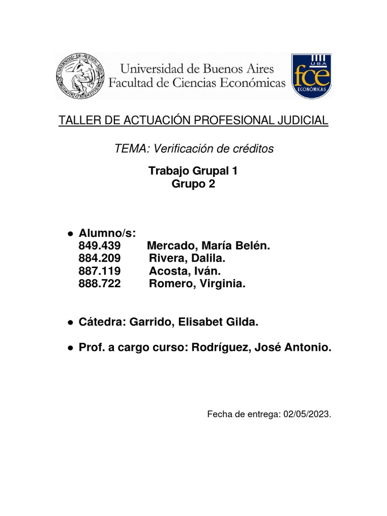 TP Grupal 1 - Grupo 2 Versión 2 | PDF | Bancarrota | Bienes (Ley)