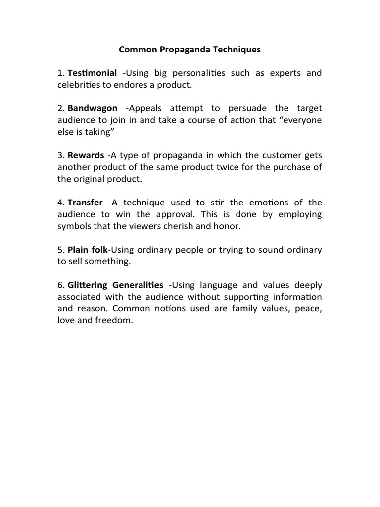 Common Propaganda Techniques | PDF