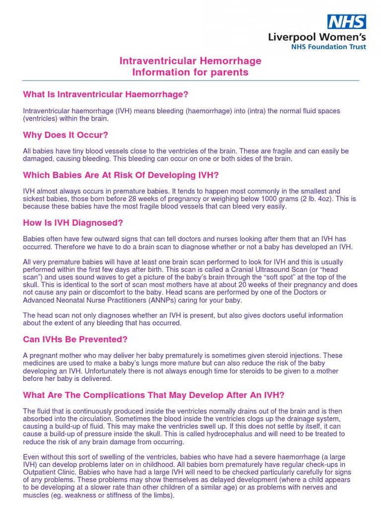 Intraventricular Hemorrhage Information For Parents: What Is ...
