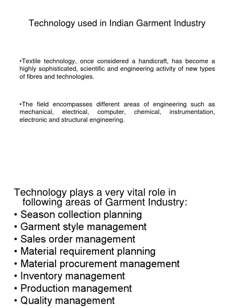 Tech Innovations in Indian Garment Industry | PDF | Clothing | Textiles