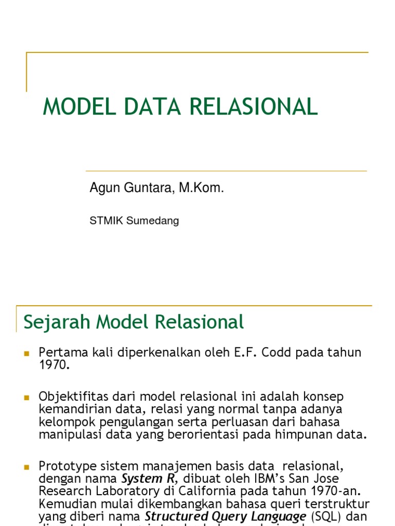 Basis Data 7 Model Data Relasional | PDF