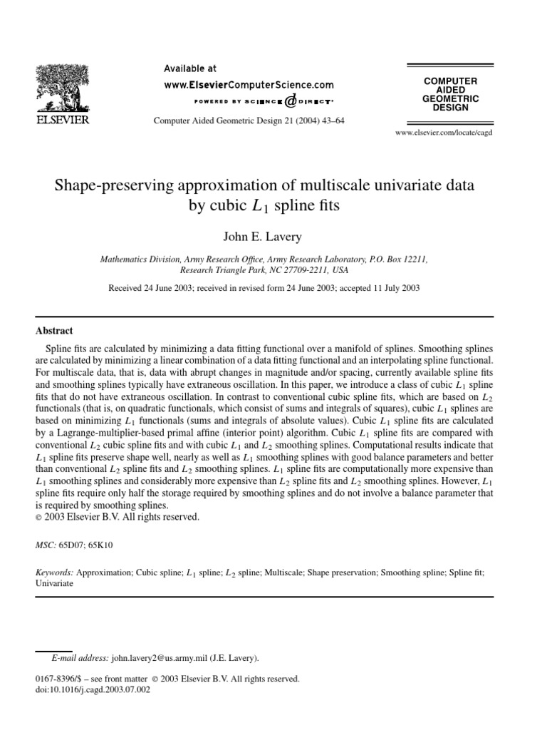 Shape-Preserving Approximation of Multiscale Univariate Data by Cubic L Spline Fits | PDF ...