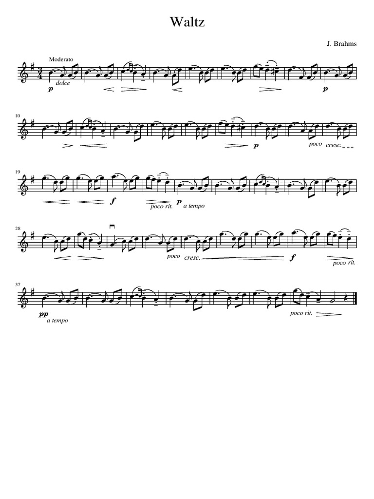 Waltz - J. Brahms Suzuki Violin Book 2 | PDF | Musical Notation | Notation