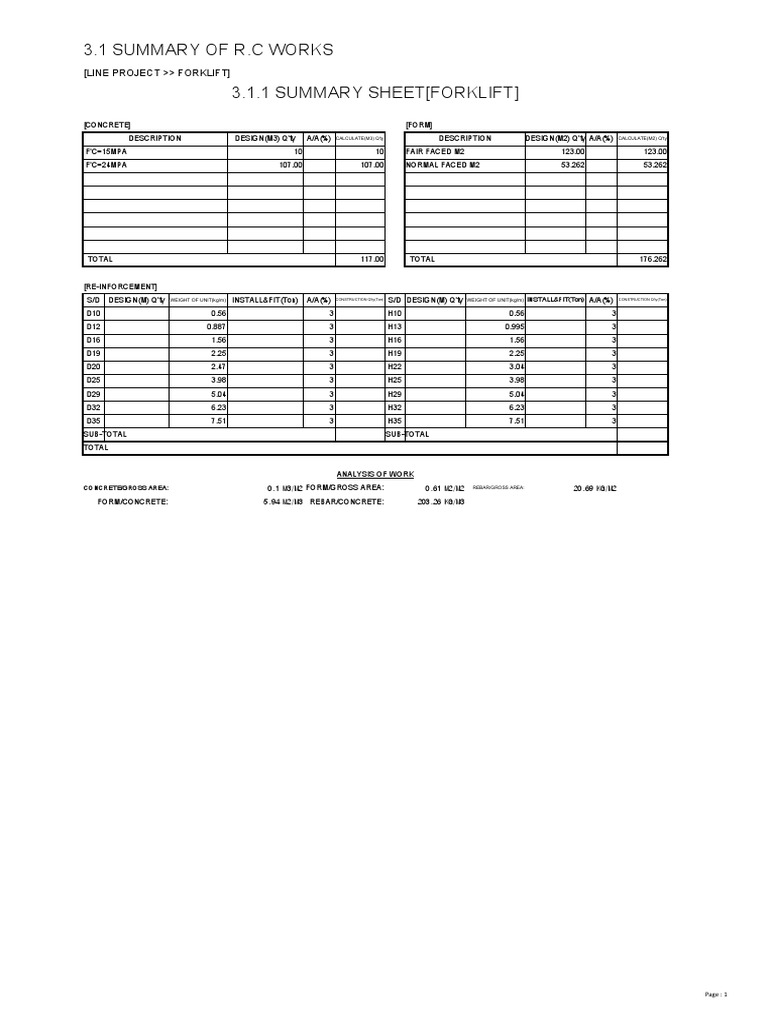 Calculation Note (R.C Work) Forklift | PDF | Real Estate | Engineering