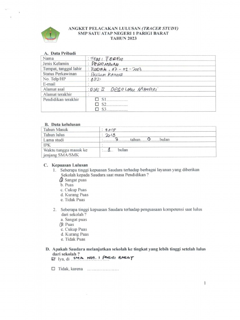 Angket Tracer Study | PDF