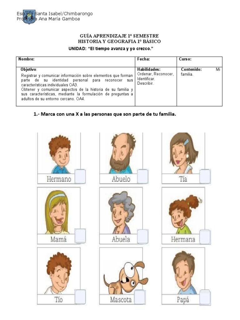 Guia Familia 1 Basico 2023 2 Unidad | PDF | Artes del Lenguaje y ...