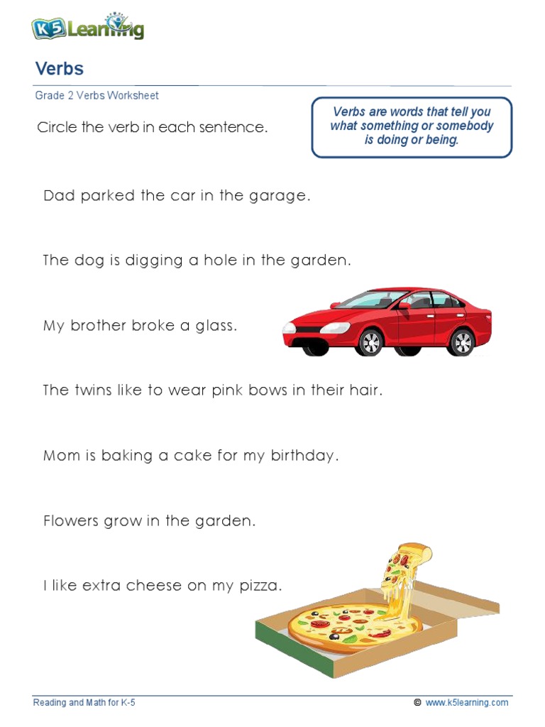 Grade 2 Circle the Verbs Worksheet | PDF