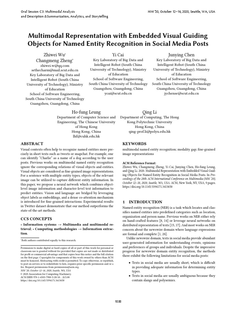 2020MM - Multimodal Representation With Embedded Visual Guiding Objects ...