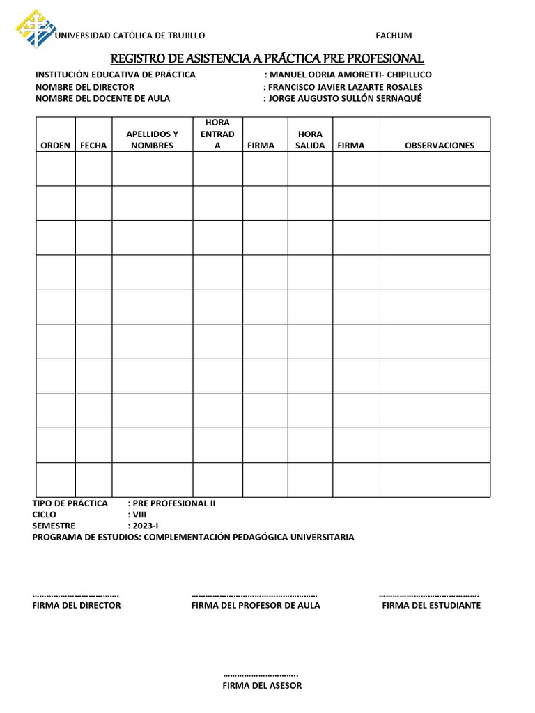 Formato de Asistencia | PDF