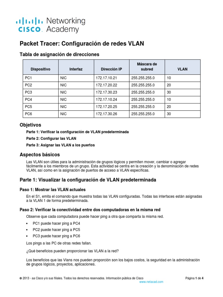 3.3.12 Packet Tracer Vlan Configuration | PDF | Controlador de interfaz de red | Arquitectura de ...
