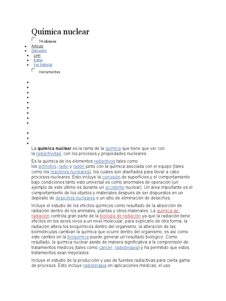 Química Nuclear y Radiactividad | PDF | Quimica nuclear ...
