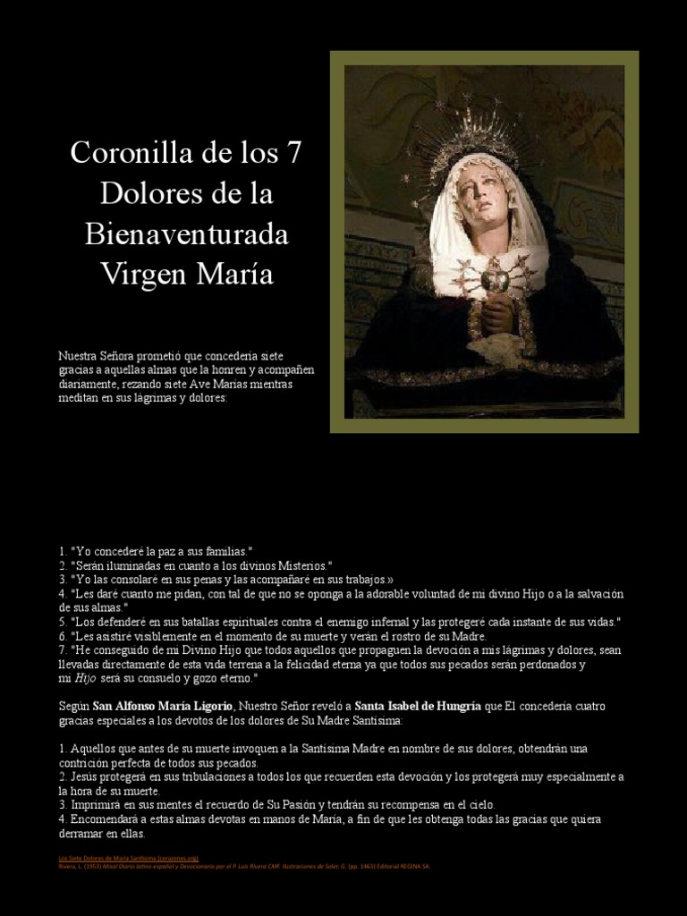 Coronilla De Los 7 Dolores De La Bienaventurada Virgen María Pdf