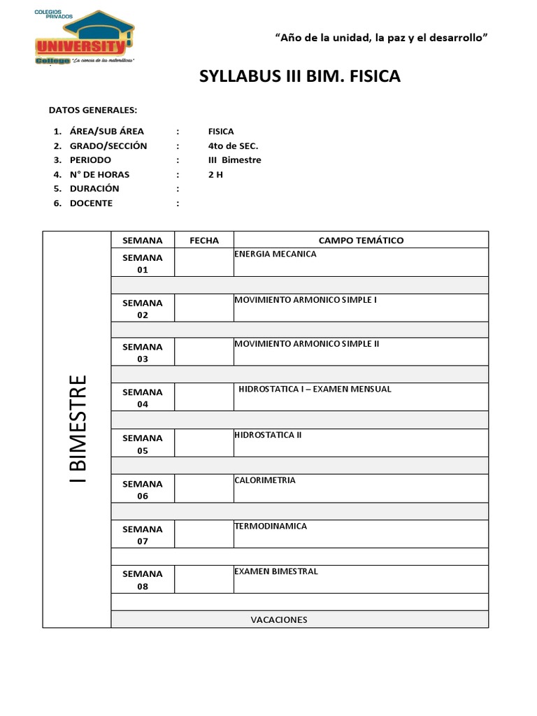 4to SEC - 1.SYLLABUS III BIM - FISICA | PDF