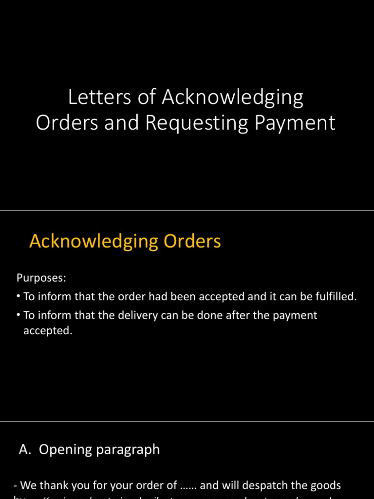 M 7 (Letters of Acknowledging Orders, Requesting Payment,) | PDF ...