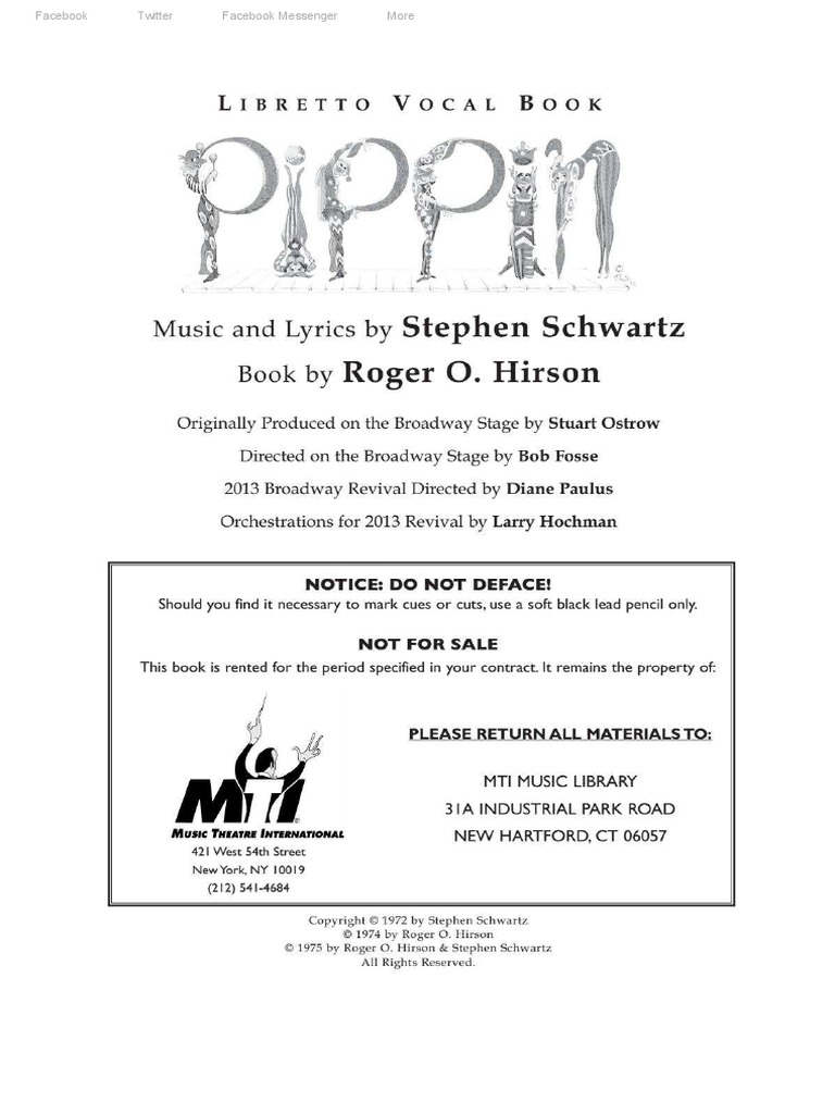 Pippin by Roger Hirson and Stephen Schwartz 2013 Revival Version Scan | PDF