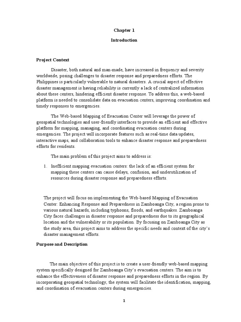 Chapter 1 Web Based Mapping of Evacuation Centers | PDF | Emergency ...