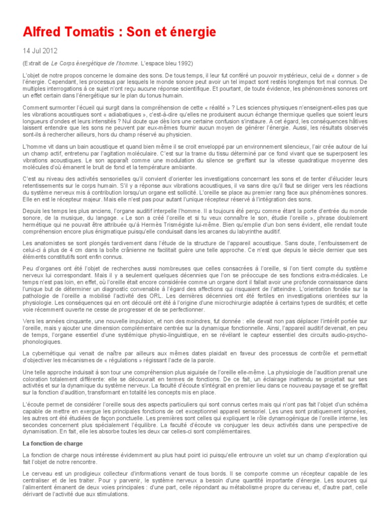 Sons et énergie : impact sur l'homme | PDF | Son | Système vestibulaire