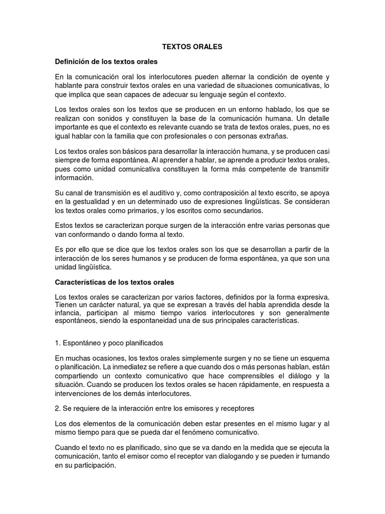 Textos Orales Sem. 2 | PDF | Comunicación | Conversacion